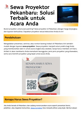 Sewa Proyektor Pekanbaru Solusi Terbaik untuk Acara Anda