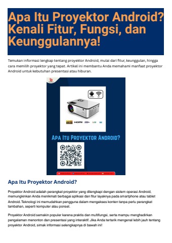 Apa Itu Proyektor Android Kenali Fitur, Fungsi, dan Keunggulannya!