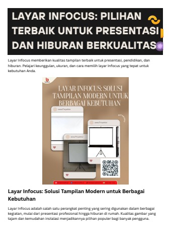 Layar Infocus Pilihan Terbaik untuk Presentasi dan Hiburan Berkualitas ...