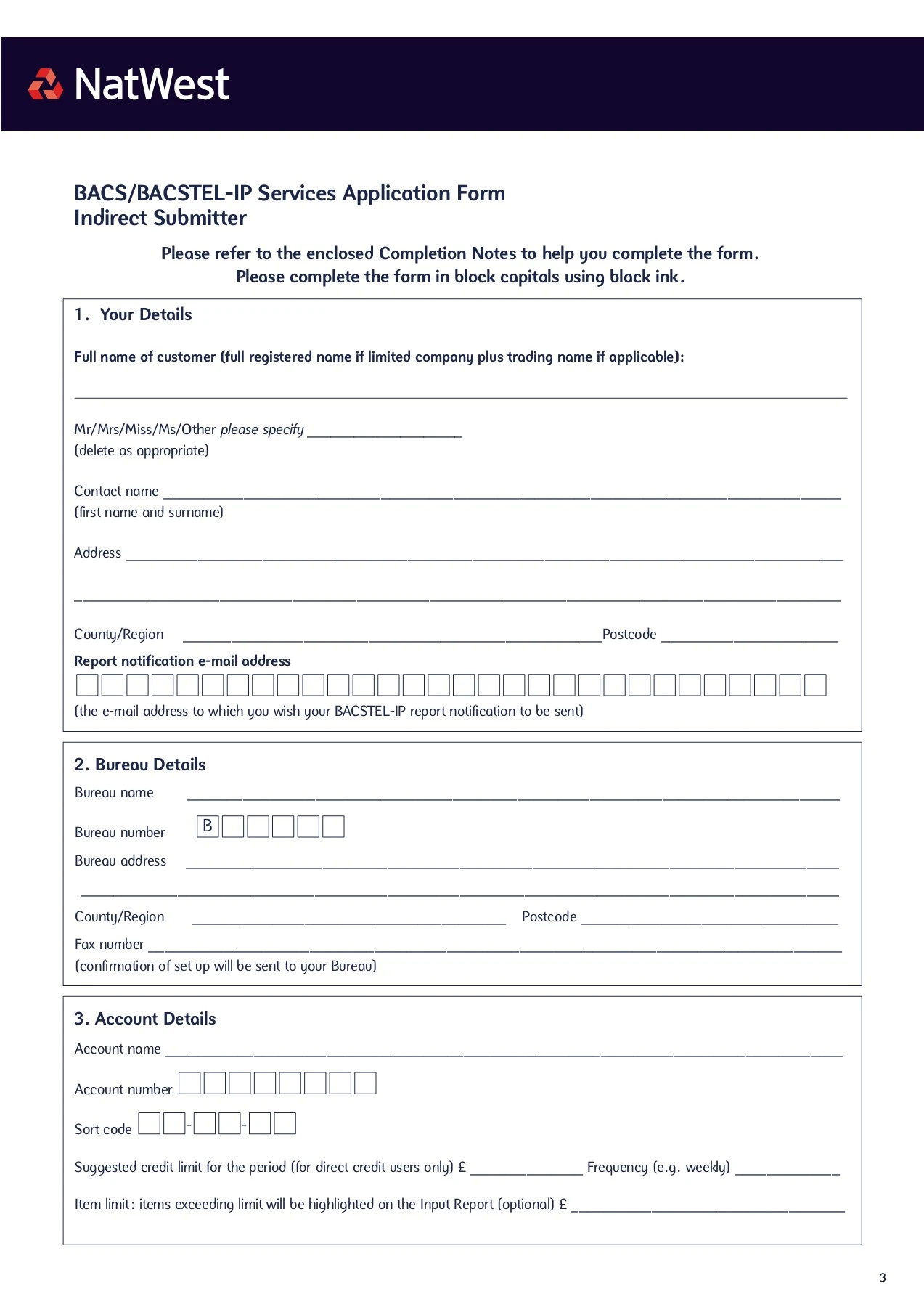 BACS/BACSTEL-IP Services Application Form Indirect ...