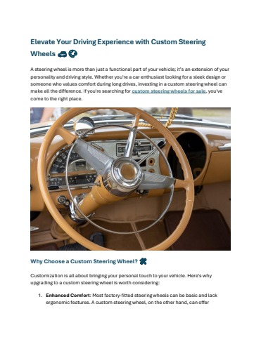 Elevate Your Driving Experience with Custom Steering Wheels