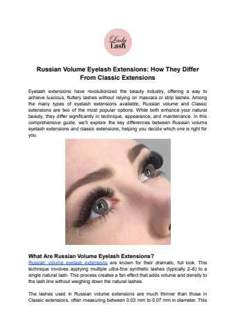 Russian Volume Eyelash Extensions Services at Lady Lash - Lady Lash ...
