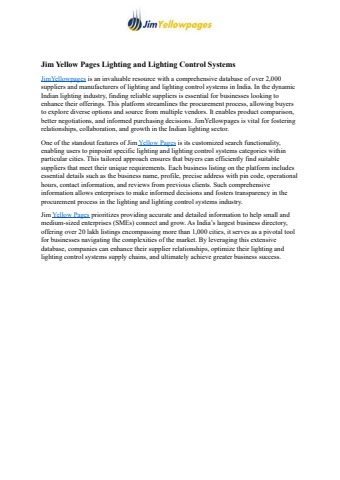 Jim Yellow Pages Lighting and Lighting Control Systems ...