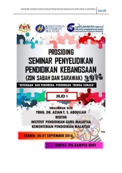 Prosiding Seminar Penyelidikan Pendidikan Kebangsaan (Zon Sabah & Sarawak) 2016 Jilid 1, 20 – 21 ...