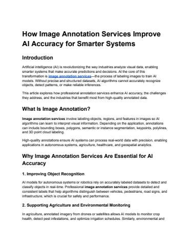 How Image Annotation Services Improve AI Accuracy for Smarter Systems