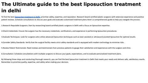 The Ultimate guide to the best liposuction treatment in delhi