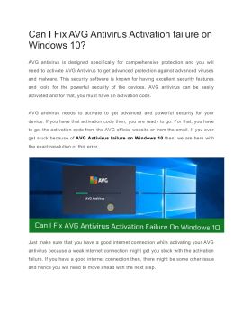 Can I Fix AVG Antivirus Activation failure on Windows 10 - evataylor618 ...