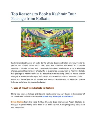 Top Reasons to Book a Kashmir Tour Package from Kolkata - Epic Yatra Flip PDF | AnyFlip