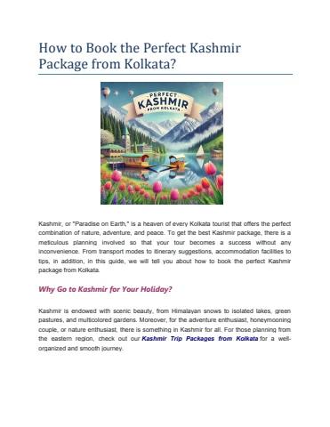 How to Book the Perfect Kashmir Package from Kolkata - Epic Yatra Flip PDF | AnyFlip