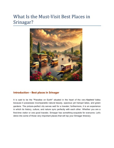 What Is the Must-Visit Best Places in Srinagar - Epic Yatra Flip PDF | AnyFlip