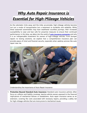 Why Auto Repair Insurance is Essential for High-Mileage Vehicles ...