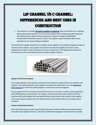 Lip Channel vs C Channel Differences and Best Uses in Construction