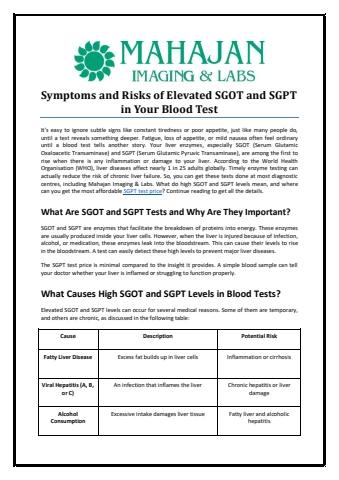Symptoms and Risks of Elevated SGOT and SGPT in Your Blood Test