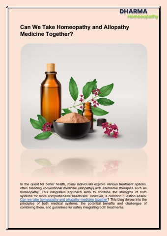 Can We Take Homeopathy and Allopathy Medicine Together