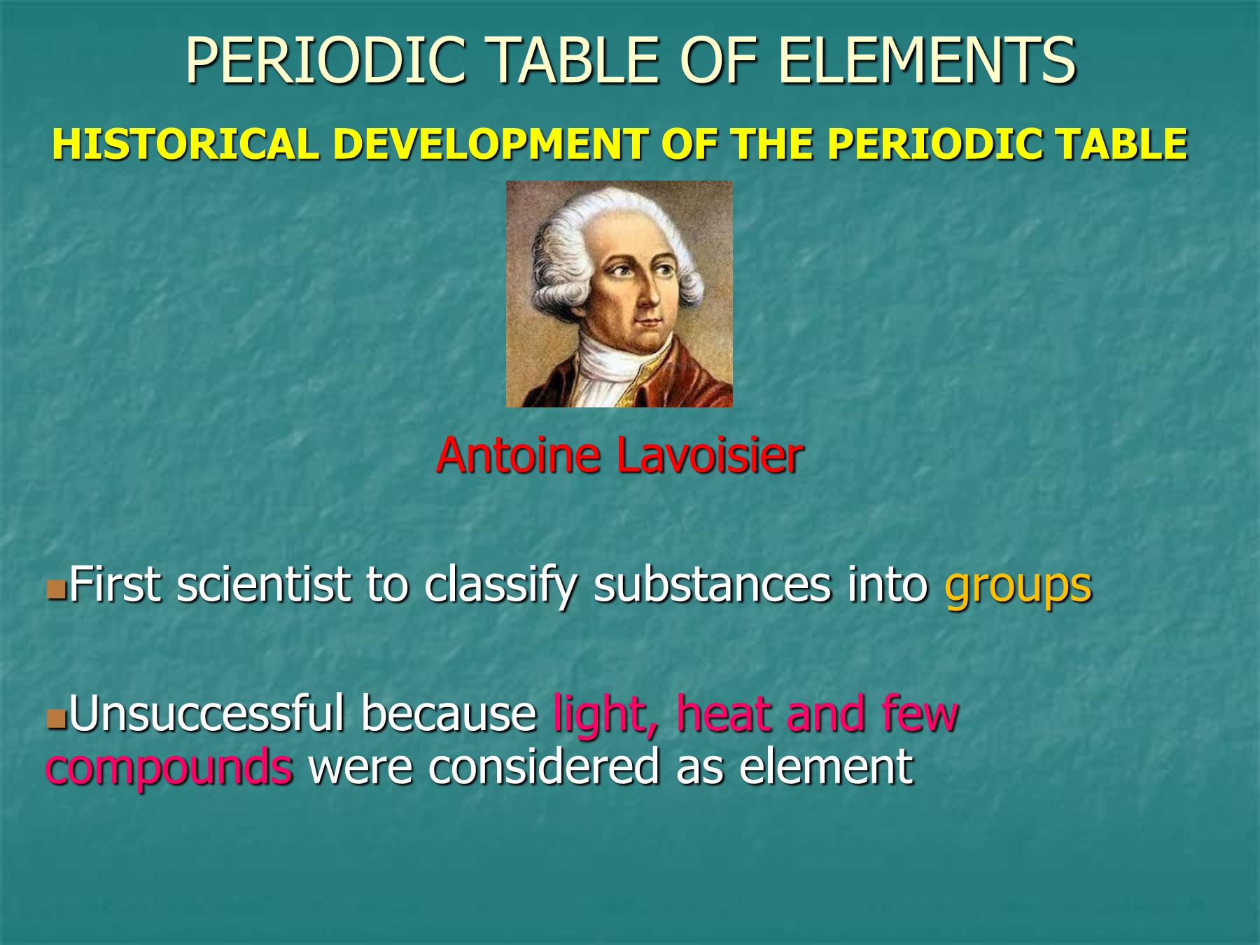 Antoine Lavoisier Periodic Table