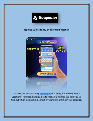 Top Goa Games to Try on Your Next Vacation