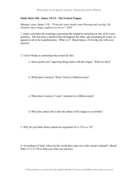 Study Sheet #20. James 3:9-12 - The Forked Tongue.-Guset User Flip PDF | AnyFlip
