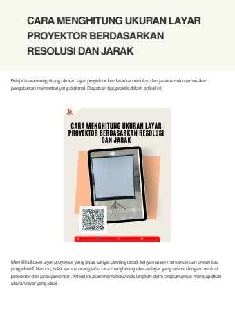 Cara Menghitung Ukuran Layar Proyektor Berdasarkan Resolusi dan Jarak