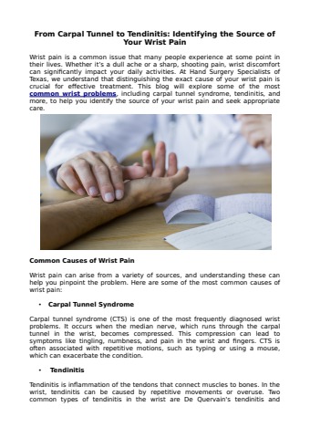 From Carpal Tunnel to Tendinitis: Identifying the Source of Your Wrist Pain