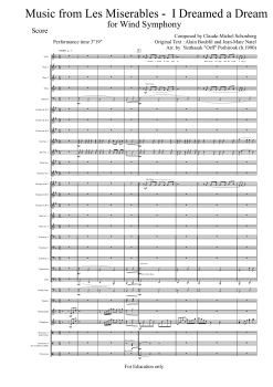 I Dreamed a Dream (From Les Miserables) Wind Symphony - Score ...