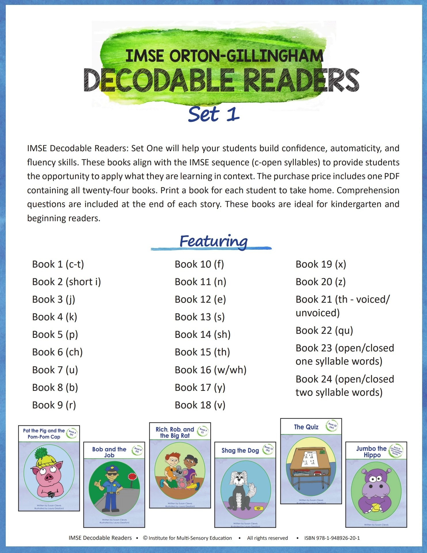 IMSE Orton-Gillingham Decodable Readers - Set 1