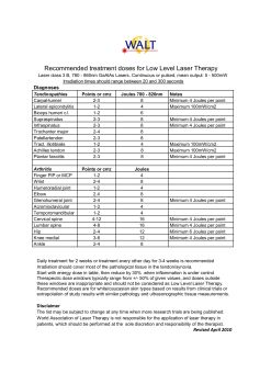 Dose Table for 780-860nm for LLLT - Physical Agent Modality ...