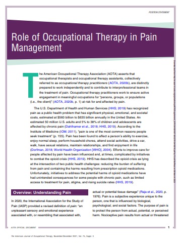 OT Role in Pain Management (AOTA-2021)
