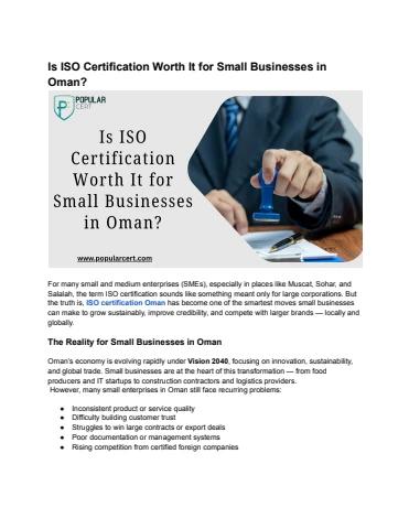 Is ISO Certification Worth It for Small Businesses in Oman