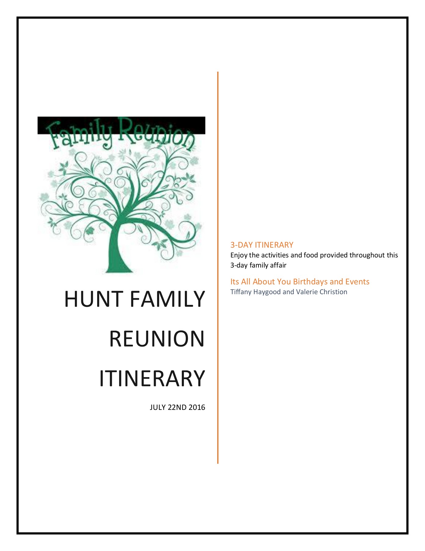 Family Reunion Itinerary Sample Family Reunion Invitation, Style Fr 03