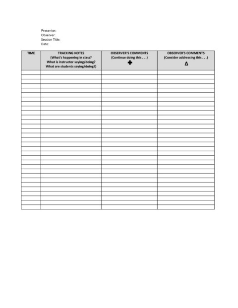 Observation Notes Template