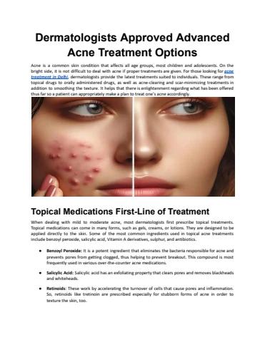 Dermatologists Approved Advanced Acne Treatment Options