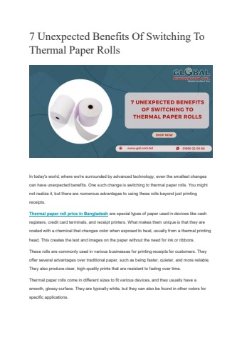 7 Unexpected Benefits Of Switching To Thermal Paper Rolls - Global ...