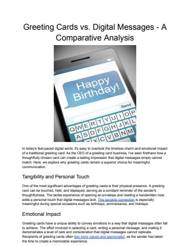 Greeting Cards vs. Digital Messages - A Comparative Analysis