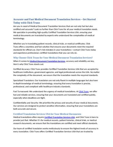 Accurate and Fast Medical Document Translation Services – Get Started ...