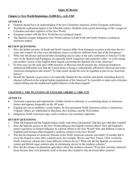 Giant AP Review Chapter 1: New World Beginnings, 33,000 B ... - Guset ...
