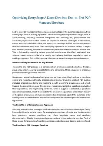 Optimizing Every Step A Deep Dive into End-to-End P2P Managed Services