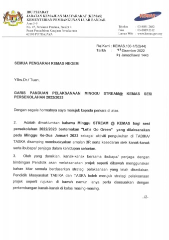 GARIS PANDUAN PERLAKSANAAN MINGGU STREAM@ KEMAS SESI PERSEKOLAHAN 2022 ...