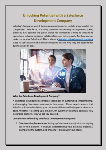 Unlocking Potential with a Salesforce Development Company