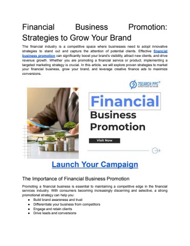 Financial Business Promotion_ Strategies to Grow Your Brand