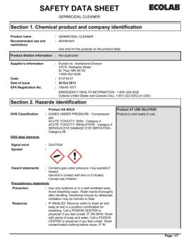 SAFETY DATA SHEET - Ecolab - Guset User Flip PDF | AnyFlip