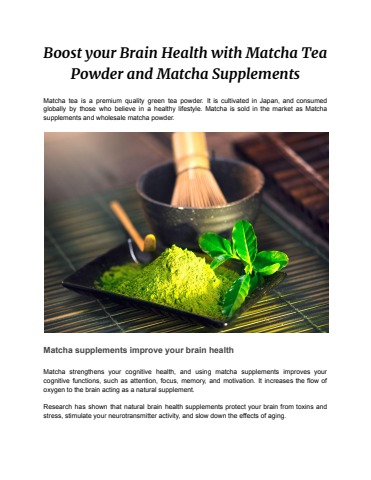Boost your Brain Health with Matcha Tea Powder and Matcha Supplements ...