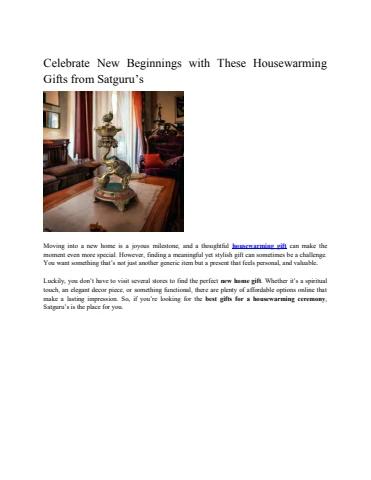 Satguru's_Celebrate New Beginnings with These Housewarming Gifts from ...
