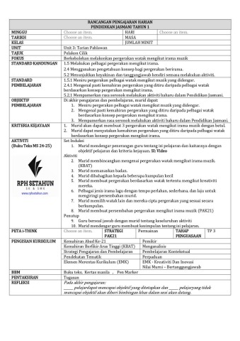 CONTOH RPH PENDIDIKAN JASMANI SEKOLAH RENDAH - RPH SETAHUN SK & SMK ...