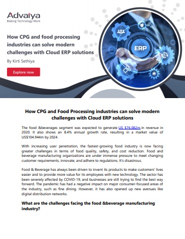 How CPG and Food Processing industries can solve modern challenges with Cloud ERP solutions ...