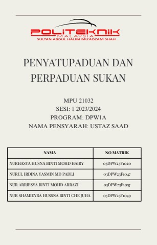 penyatupaduan dan perpaduan dalam sukan - Nurhasya Husna Flip PDF | AnyFlip