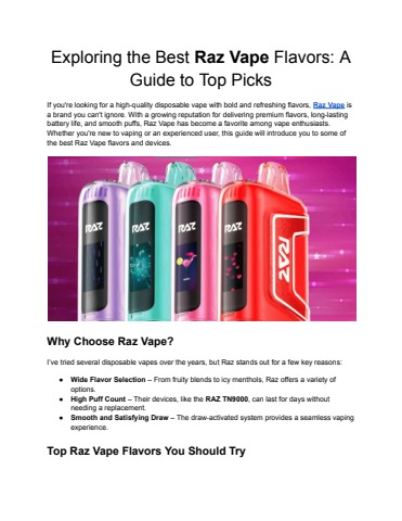 Exploring the Best Raz Vape Flavors_ A Guide to Top Picks
