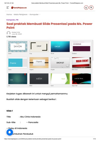 Soal praktek Membuat Slide Presentasi pada Ms. Power Point – TutorialPelajaran.com - MOKHAMAD ...