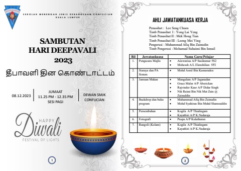 BUKU PROGRAM SAMBUTAN HARI DEEPAVALI SMJK CONFUCIAN - MUHAMMAD AFIQ BIN ZAINUDIN KPM-Guru Flip ...