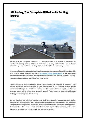J&J Roofing, Your Springdale AR Residential Roofing Experts - J&J ...