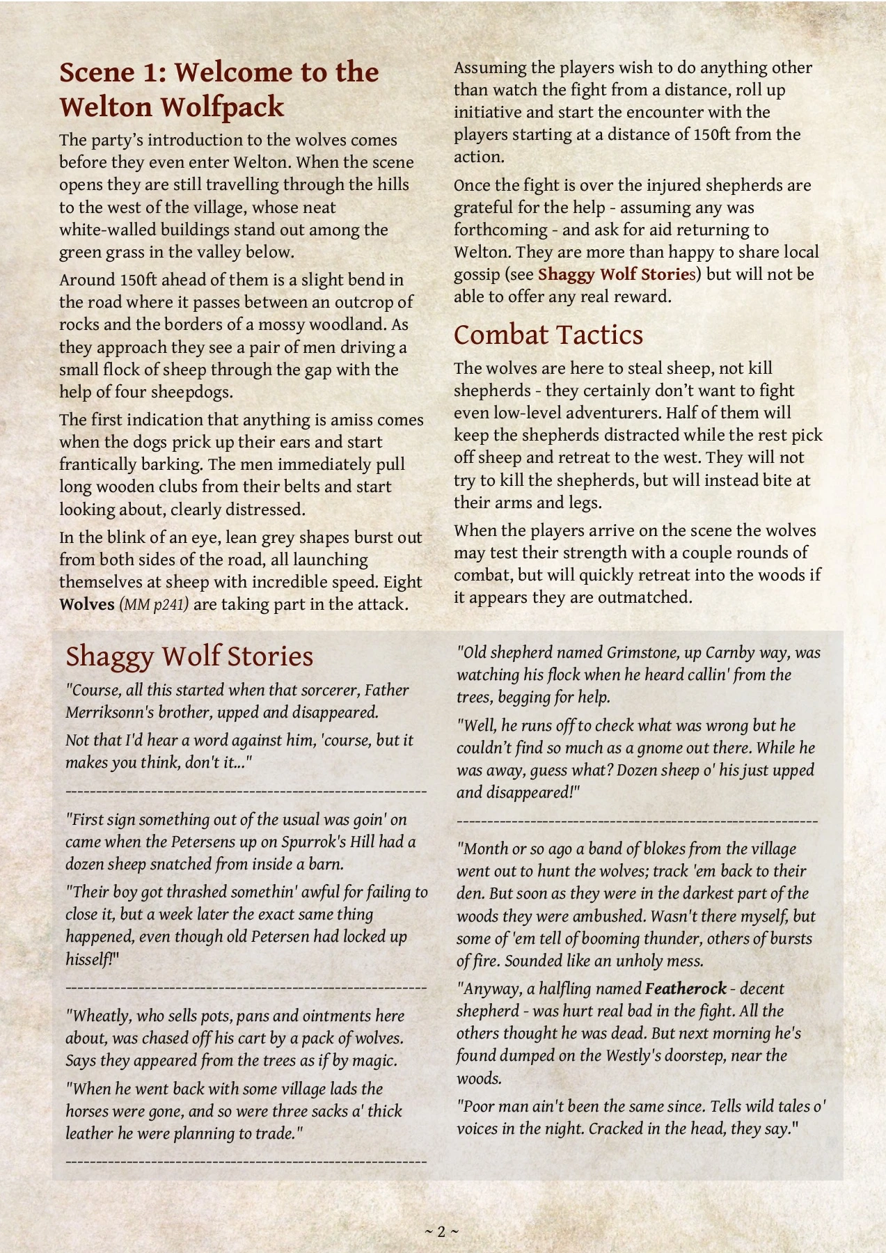 D&D 5e The Wolves of Welton